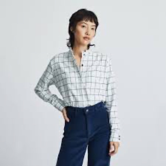 Everlane | Tops | Everlane The Organic Cotton Ruffle Flannel Top Like ...